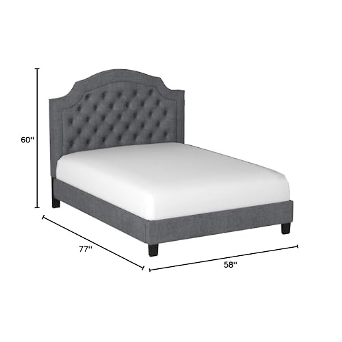 Rosevera Angelo Linen Upholstered Bed with Adjustable Headboard and Button Tufting, Full, Gray