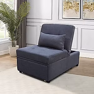 TRIPLE TREE Sleeper Sofa Bed,Convertible Pull Out Single Sleeper Bed with Adjustable Backrest,Multi-Function Futon Sofa Couch for Compact Space, Bonus Room, Studio, Office,Dark Gray