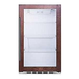 Summit SPR489OSPNR Commercially Approved Shallow Depth Indoor/Outdoor Beverage Cooler for Built-in or Freestanding Use with Panel-Ready Door Trim, Glass Door, Black Cabinet (Panel not included)