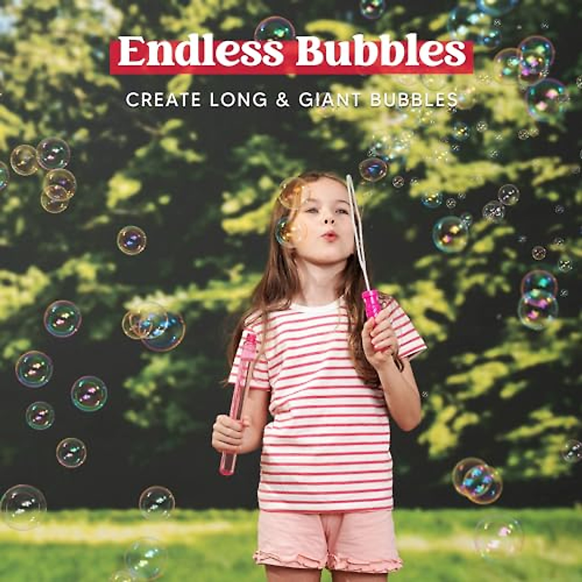 JOYIN 14.6’’ Big Bubble Wands for Kids, 1 Dozen Bubble Wand Bulk with Bubbles Refill Solution for Summer Toy Party Favor, Outdoors Activity, Easter Basket Stuffers, Birthday Gift