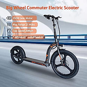 ZonDoo ZO02 Electric Scooter for Adults - 25 Miles Long Range & 20Mph Folding Commuter Electric Scooter - Big Fat Tire Bike Stylish Electric Scooter for Adults(Yellow)