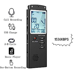 MMX Digital Voice Recorder Voice Activated Recorder with Playback - Upgraded Small Tape Recorder for Lectures, Meetings, Interviews, Mini Audio Recorder USB Charge, MP3