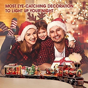 3D Puzzles for Adults Kids LED Christmas Train Sets for Under Christmas Tree, Musical Steam Santa Express Christmas Decorations with Lights, Christmas Decor Model Kit, Gifts for Women Men, 218 Pieces