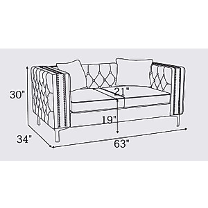 Lilola Home Lorreto Gray Velvet Loveseat