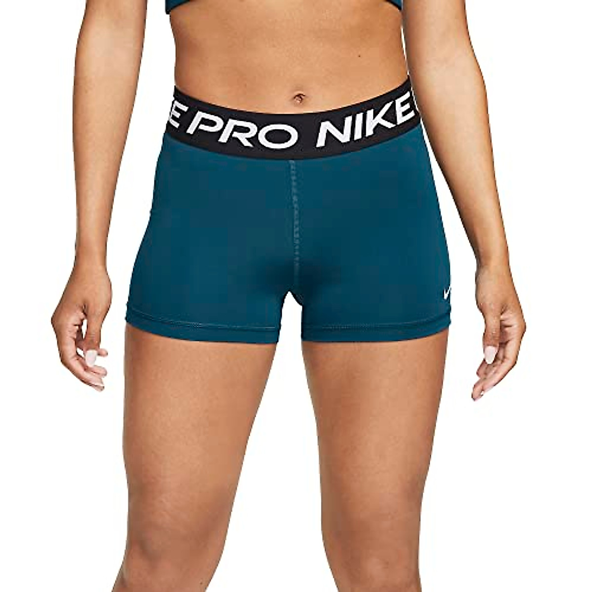 Nike Pro 365 Women's 3" Shorts (as1, Alpha, m, Regular, Regular, Valerian Blue/Black/White)