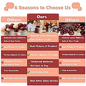 Burgundy Maroon Balloon Garland Arch Kit, 114Pcs Burgundy Gold and Cream Ivory Balloons for Birthday Valentines Day Wedding Bachelorette Bridal&Baby Shower Engagement Thanksgiving Friendsgiving Party Decoration Supplies