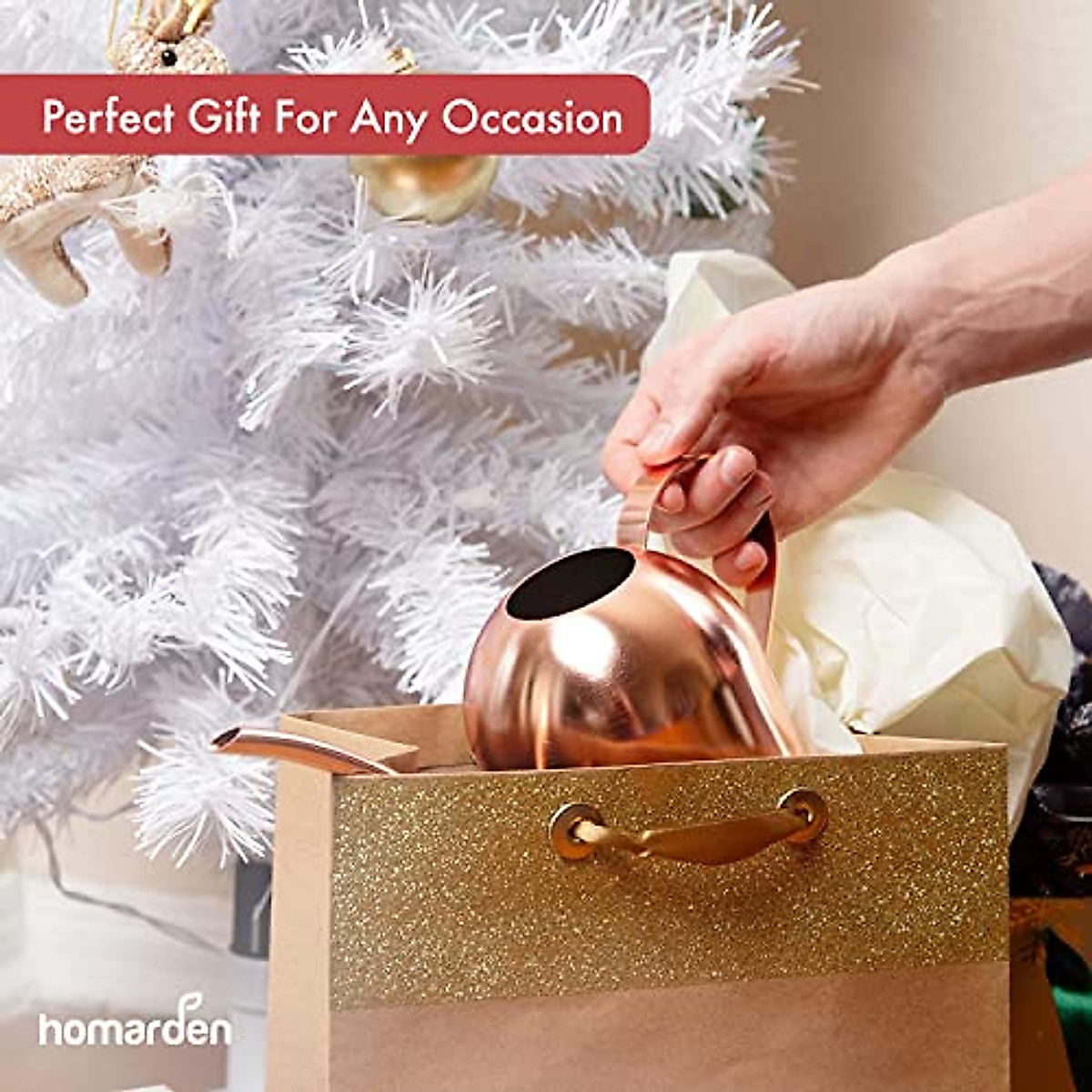 Homarden 30 oz. Copper Watering Can - Metal Watering Can with Long Spout, Watering Can for Outdoor and Indoor Plants - Mini Watering Can, Long Spout Water Can, Plant Watering Can, Small Watering Can