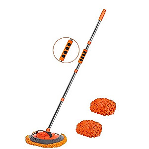 Car Wash Brush with Long Handle Microfiber 62" Brush Soft Mop Mitt Scratch-Free Kit Flexible Rotation Washing Paint Scratch Free Tool Supply Brush Extension Pole Flexible RVs Pickups Buses