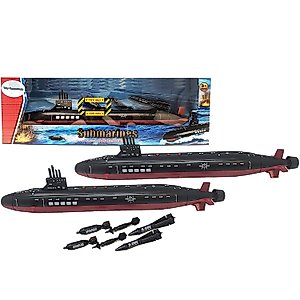 16.5 Inch Toy Navy Black Submarine with Sound Effects and Torpedo (2 Pack)