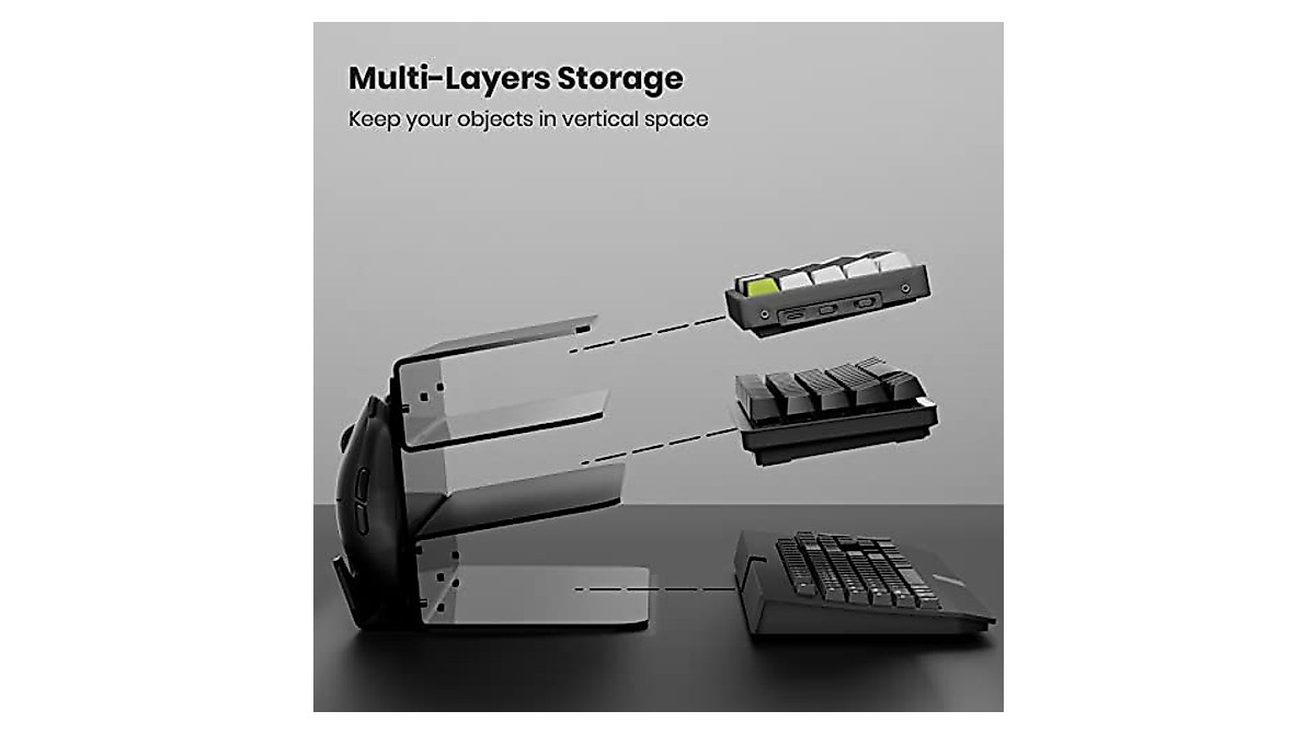 Acrylic Keyboard and Mouse Storage Rack – 3-Tier Organizer by Yikola