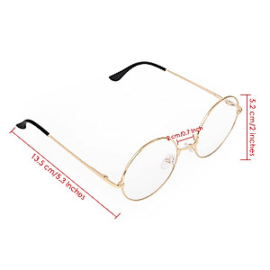 PLAY BLING Large 2" Metal Frame Round Glasses Set of 3 Clear Lens Glasses Lightweight Circle Eyeglasses for Women Men (Clear)