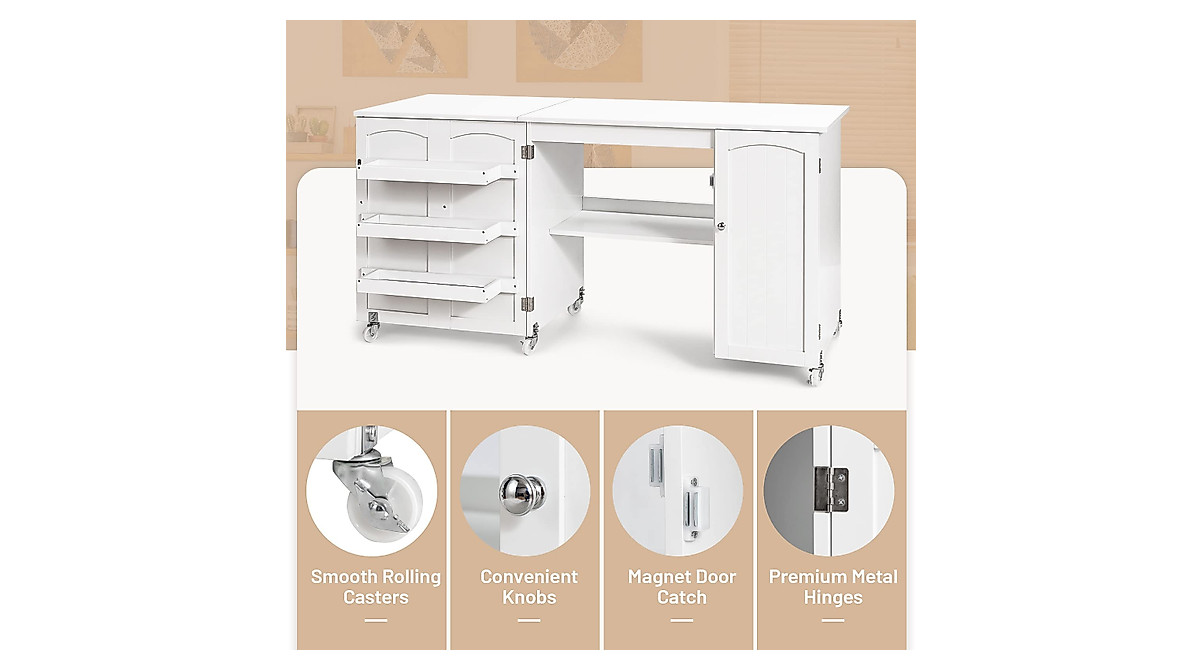 Giantex Folding Sewing Craft Table for Small Spaces