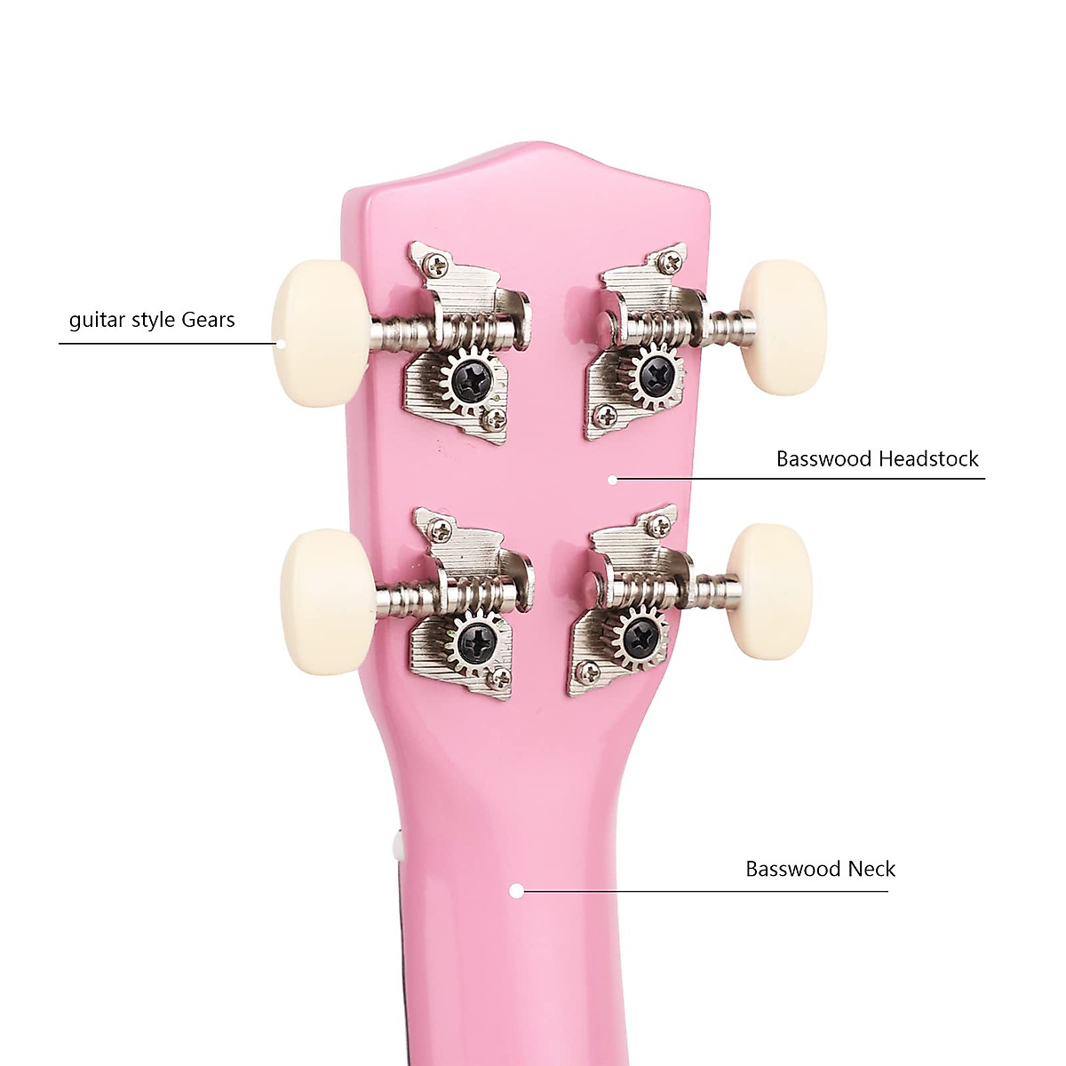 Trendy Soprano Ukulele for Beginners 21 Inch Hawaiian Wood Ukelele for Adult Student Starter (Pink)