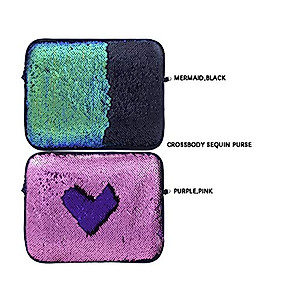 Set of 4 Sequin Clutch for Women Mermaid Flip Purse for Girls Neoprene Crossbody Purse with Detachable Strap Clutch Purses - FUNLAVIE