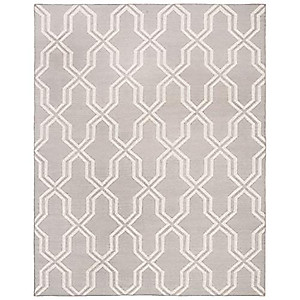 SAFAVIEH Dhurries Collection 8' x 10' Grey/Ivory DHU559G Handmade Flatweave Premium Wool Area Rug