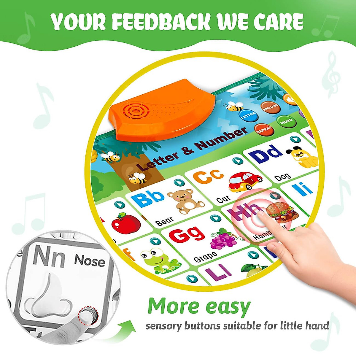 Educational Toys for 2 3 Year Old Boys Gifts: Interactive Alphabet Wall Chart Learning ABC Poster for Toddlers Ages 1-3, Christmas Birthday Gifts for Girls 2-4