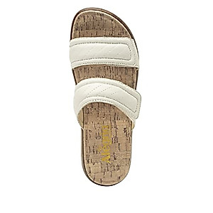 Alegria Womens Brayah White Leather Double Strap Slide Sandal 9.5-10 M US