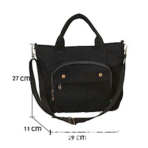 Corduroy Tote Bag for Women Corduroy Multi-pocket Satchel Bag Zipper Crossbody Bag Hobo Shoulder Bag Purse Messenger Bag