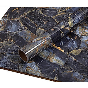 Self Adhesive Sapphire Look Marble Gloss Film Contact Paper Shelf Liner Drawer Cabinet Sticker 15.6inch by 78inch