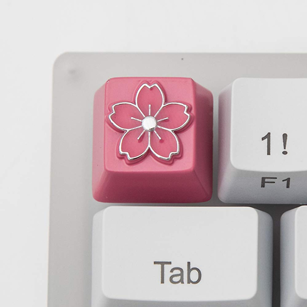 HFSECURITY Sakura Cherry Blossoms Metal Backlit Keycaps for Cherry Mx Switch Mechanical Gaming Keyboard Zinc Aluminum Alloy 3D Keycaps