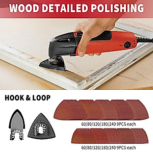 Revvstark 130 PCS Oscillating Saw Blades Set, Arc Edge Multitool Blades for Cutting Wood/Metal/Plastic with Sandpaper, Quick Release Design Compatible with Dremel, Dewalt, Craftsman, Ryobi, Milwaukee