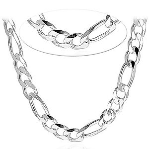 Figaro 250-10MM .925 Sterling Silver Itlalian Link Chain (24 Inches)