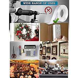 STUAKO® Double Sided Tape Heavy Duty, Removable Washable Reusable Gel Tape Strips for Kitchen, Living Room, Office,Car Decoration, Outdoor Use (9.85 FT x 1.18 in)