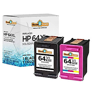 Houseoftoners Replacement for HP64XL HP 64XL Ink for HP Envy Photo 6230 6255 7120 7155 758 7164 7800 7855 7858 7864 & Tango X Printers (1 Black 1 Color, 2PK)
