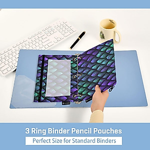 Dragon Scales Pencil Pouch for 3 Ring Binder 2 Pack Binder Pencil Case with Clear Window Pencil Bags with Zipper for College Office Daily Supplies
