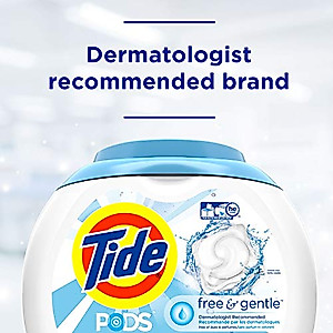 Tide PODS Free and Gentle, Laundry Detergent Soap PODS, HE, 96 Count - Unscented and Hypoallergenic for Sensitive Skin, Free and Clear of Dyes and Perfumes