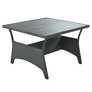 ERYE 6 Pieces Patio Conversation Furniture Sets Outdoor PE Rattan Wicker Sofa & Dining Table Group, 6Pcs All Weather Garden Seating Sectional with Rectangular Table, Armchairs, Loveseats and Corner