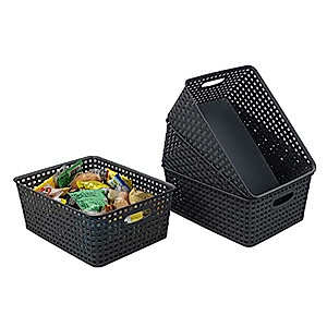 Kekow 4-Pack Gray Plastic Storage Basket