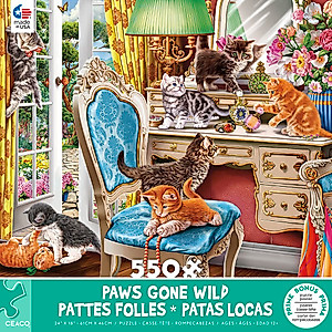 Ceaco - Paws Gone Wild - Kittens in The Bedroom - 550 Piece Jigsaw Puzzle