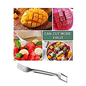 Watermelon fork stainless steel 2 in 1 watermelon fork knife double end watermelon slicer summer watermelon fruit cutting fork, watermelon fork slicer with fruit fork, set of 5