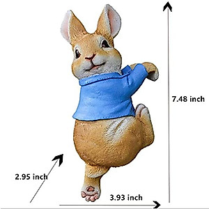 iRonrain Mini Garden Statues Hanging Bunny, Indoor Outdoor Decorations Cute Rabbit Planter Pots Hanger Art Décor Figurine Ornament for Easter Yard Home Garden Patio and Office (Blue)