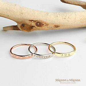 MignonandMignon Custom Name Ring for Mom, Grandma, Daughter Stackable Ring Wedding Bridesmaids Gifts - RDB