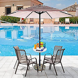 AMMSUN 13" Beach Umbrella Table Tray for Beach, Patio, Garden, Swimming Pool with Cup Holders, Snack Compartments White