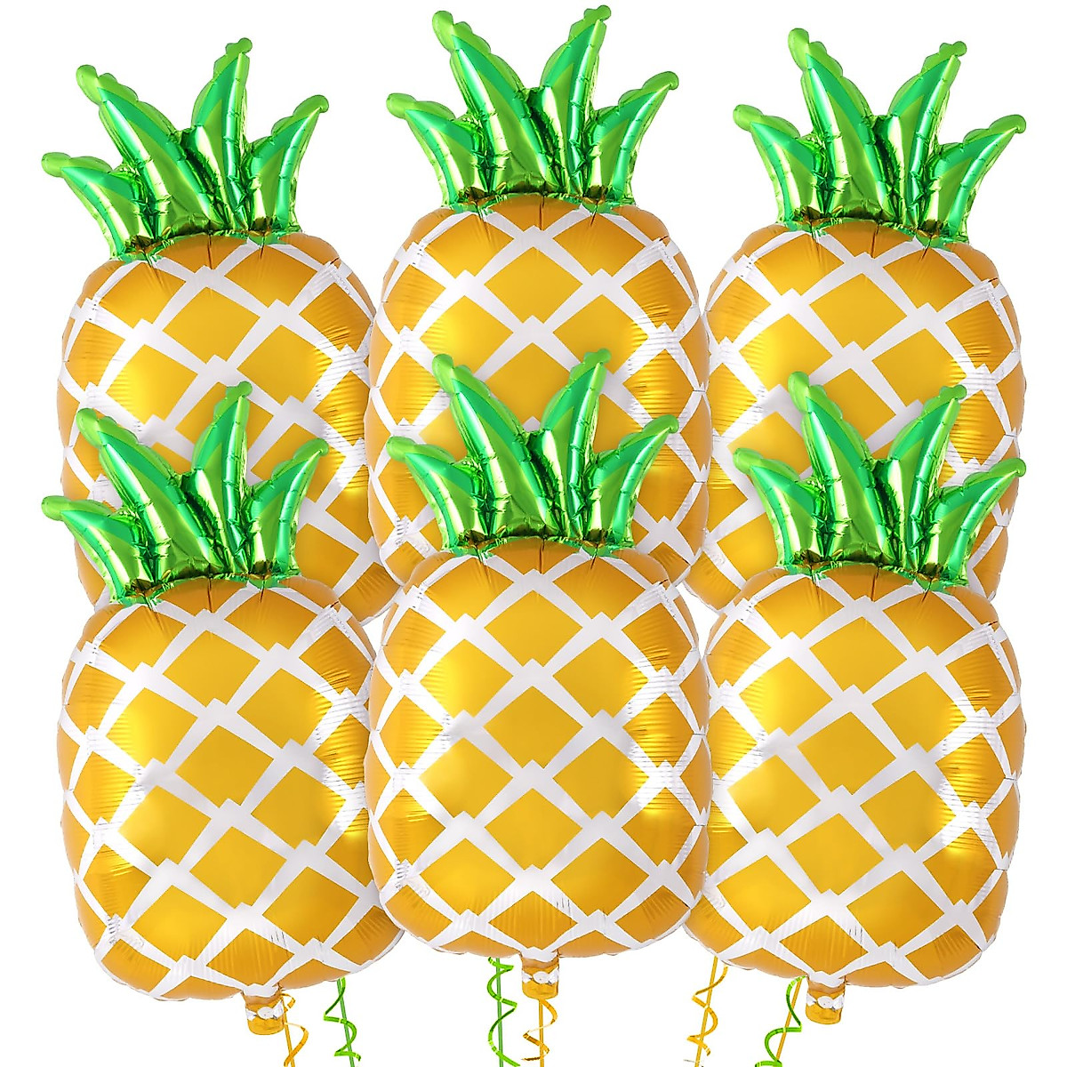 Pineapple Balloons, 6 Pcs Cute Pineapple Foil Balloons, Large Fruit Mylar Balloons for Pineapple Summer Themed Party Decoration Birthday Baby Shower