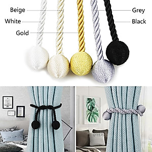 Hangtty 4 Pack Curtain Tiebacks Elegant Decorative Curtain Tie Backs Rope Curtain Holders for Drapes Window Treatment Holdbacks for Drapes or Curtains, Beige