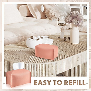 Gerrii 4 Pcs Tissue Box Cover Holder Rectangular PU Leather Tissue Cover Modern Decorative Tissue Box Case Organizer Holder for Tabletop Bathroom Car Vanity Countertop Office Desk 9.5 x 5 x 5 Inch