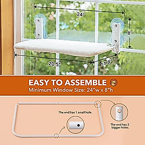 Cat Window Perch Foldable Cat Window Hammock with Steel Frame and Strong Suction Cup Mount Cat Bed Cat Hammock Window Seat for Indoor Cats White