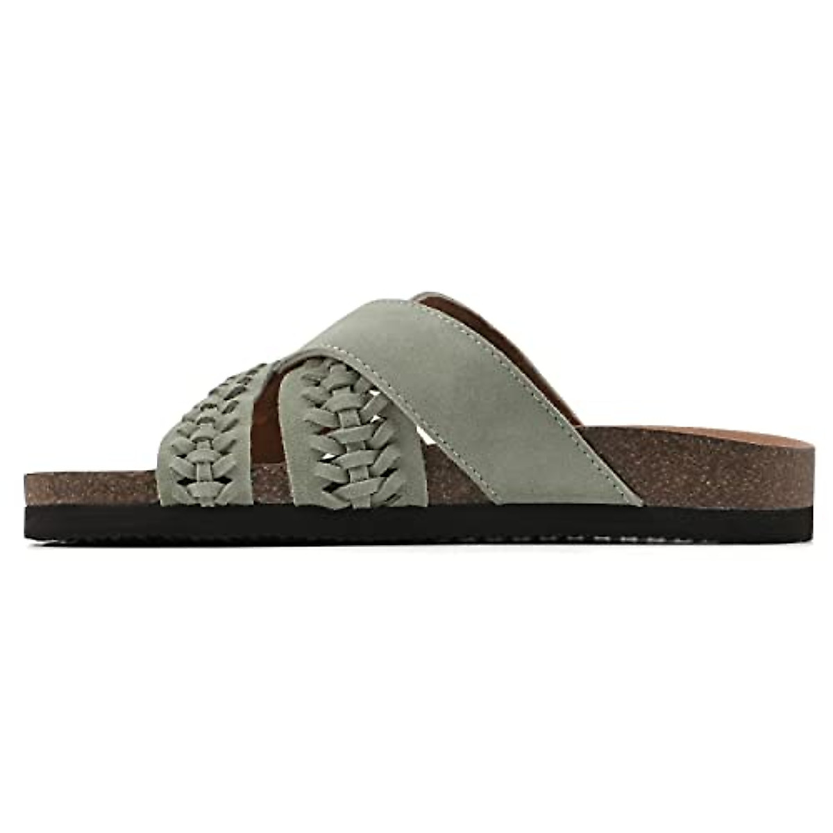 WHITE MOUNTAIN Women's Harding Footbed Sandal, Sage Green/Suede, 9 M