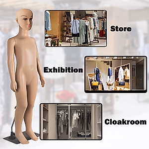 Kids Mannequin Full Body Realistic Adjustable Detachable Manikin Display Head Turns Dress Form W/Metal Base