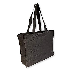 Extra Large Travel Day Tote Bag Heavy Duty Cotton Twill Zip Top (Charcoal Gray)