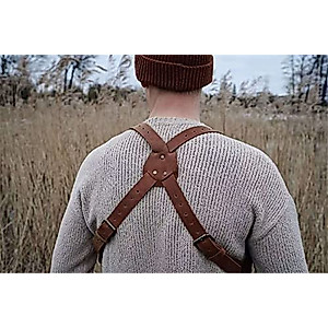 Resnan Underarm Double Shoulder Bag Leather Holster Wallet Adjustable Concealed Armpit Bag Crisscross Back Satchel (Brown)