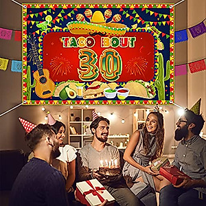 HAMIGAR 6x4ft Happy 30th Birthday Banner Backdrop - Taco Bout 30 Fiesta Mexican Cactus Birthday Decorations Party Supplies for Men