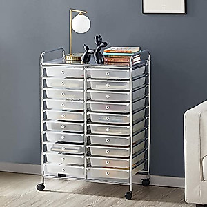 Yaheetech 20 Drawers Rolling Storage Cart Multipurpose Movable Organizer Cart Tools Scrapbook Paper Organizer on Wheels, White