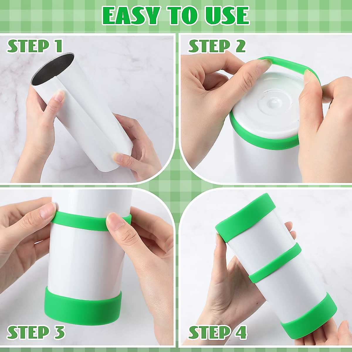 Yoande 24 Pcs Silicone Bands for Sublimation Cups 2 Size Elastic Heat Resistant Thick Ring Rubber Holder Tumbler Printing Band for Wrapping Cup Prevent Ghosting DIY Craft