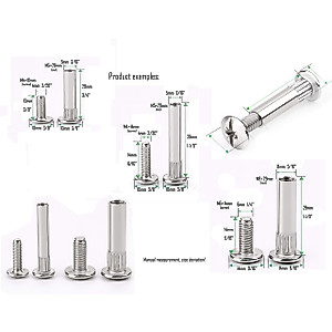 LBY 130pcs Phillips Chicago Screws, M5 x 16/20/25/29/35mm, M8 x29mm Rivet Screws Assortment Kit, Binding Screw Posts, Furniture Hardware Fitting, Carbon Steel, Nickel-Plated