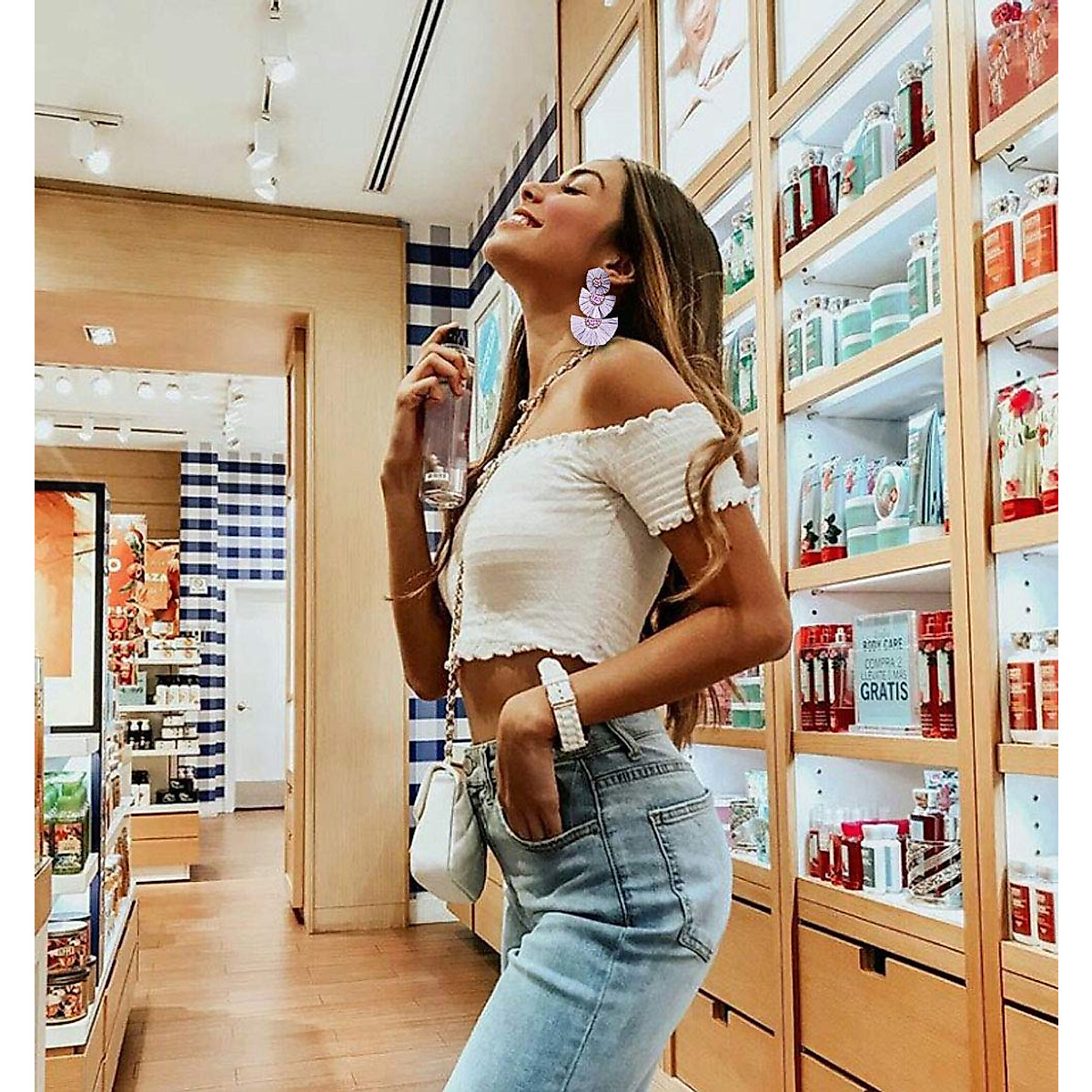 Bohemian Beaded Earrings for Women Raffia Statement Earrings Dangle Flower Earrings Valentine's Day Gift for Women